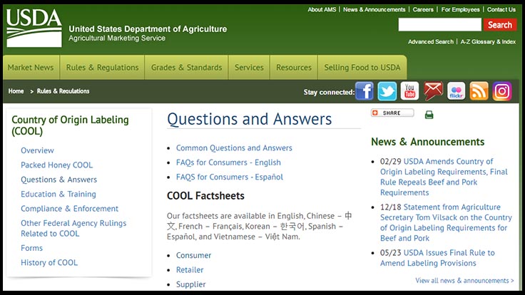 USDA Announces Country of Origin Labeling (COOL) Changes - Quality ...